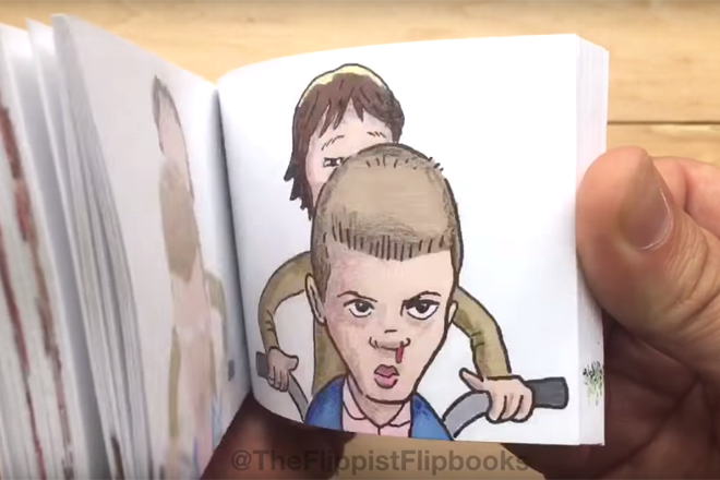 Esse flipbook mistura a história de ‘Stranger Things’ com ‘E.T.’ - veja ...
